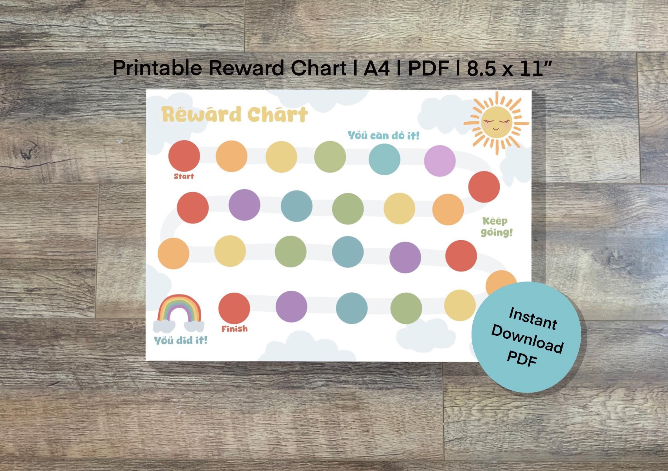 Reward Chart Printable Digital Download A4 Sticker Chart Toddler Reward ...
