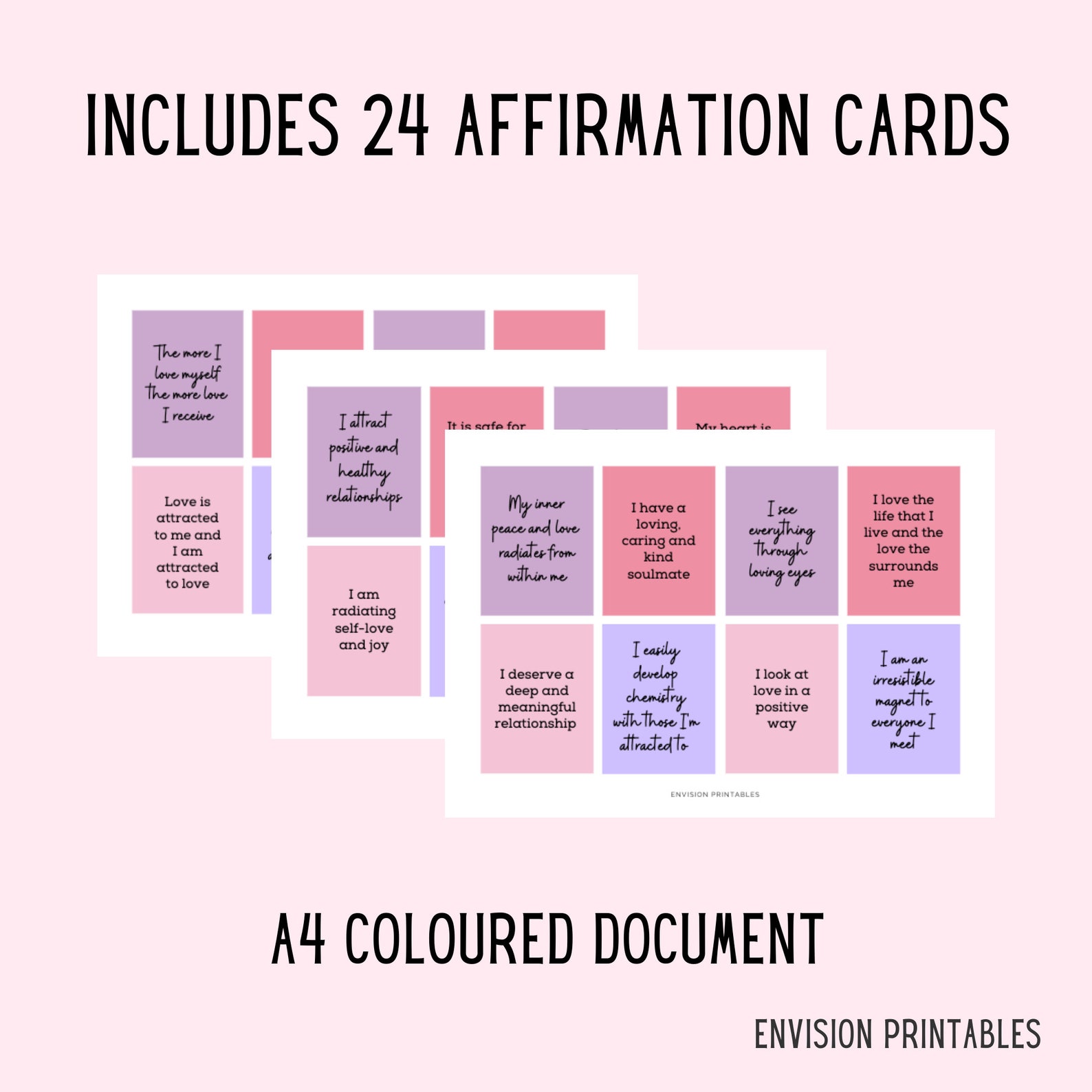 Printable Affirmation Cards for Love and Relationships // - Etsy