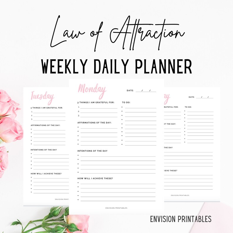 Law Of Attraction Weekly Daily Planner Daily Planner Printable