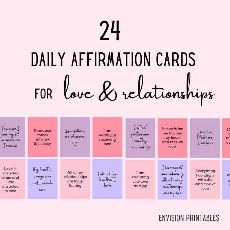 Printable Affirmation Cards for Love and Relationships // - Etsy