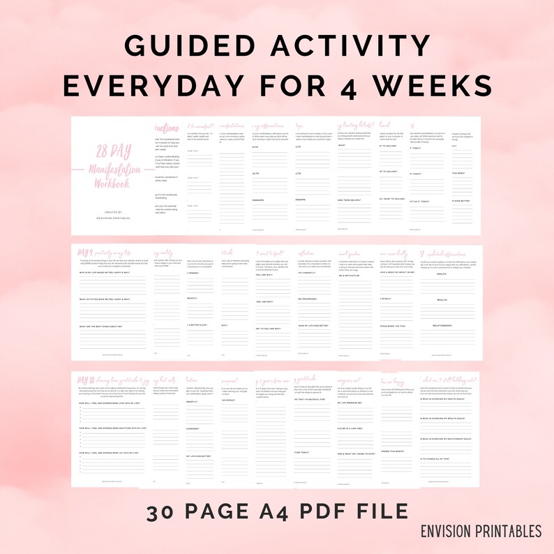 Printable 28 Day Manifestation Workbook // Law of Attraction Workbook ...
