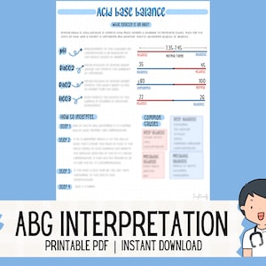 ABG Arterial Blood Gas Critical Care Notes, ICU Nursing Reference Sheet ...