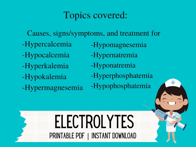 Electrolyte Imbalances Study Guide | Nursing Study Guides | CCRN Review ...