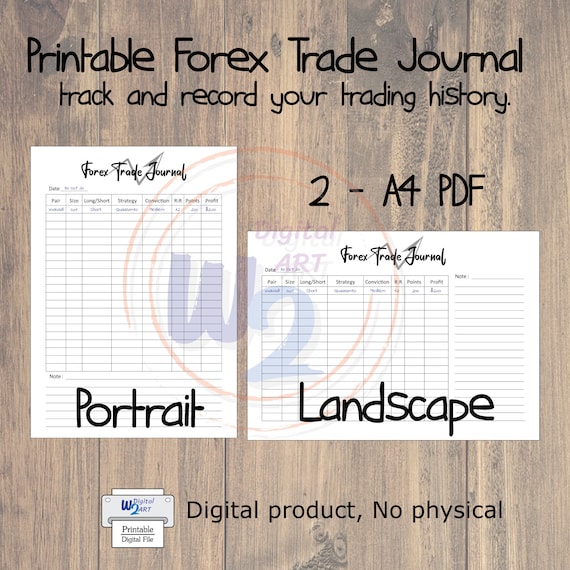 Printable Forex Trade Journal Printable A4 PDF Portrait and | Etsy