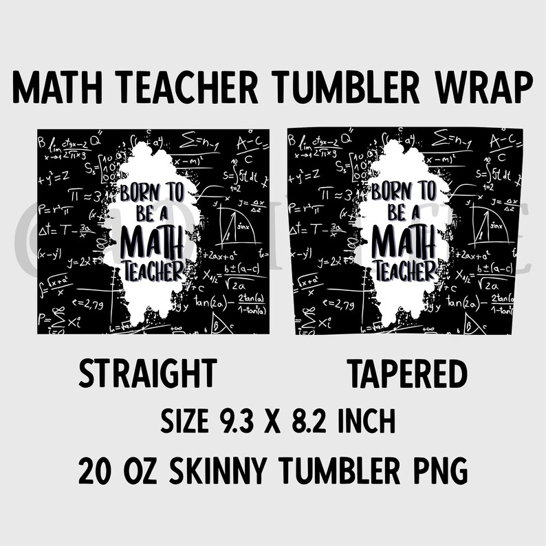 Math Teacher Tumbler Wrap 20oz Skinny Tumbler Wrap PNG - Sublimation ...