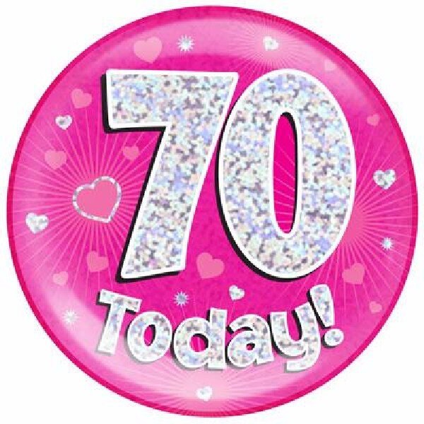 Jumbo Birthday Badge I Am 70 Today Holographic Badge - Etsy UK