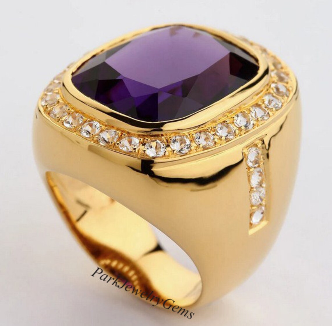 925 Sterling Silver Amethyst Mens Gemstone Ring Bishop Ring - Etsy