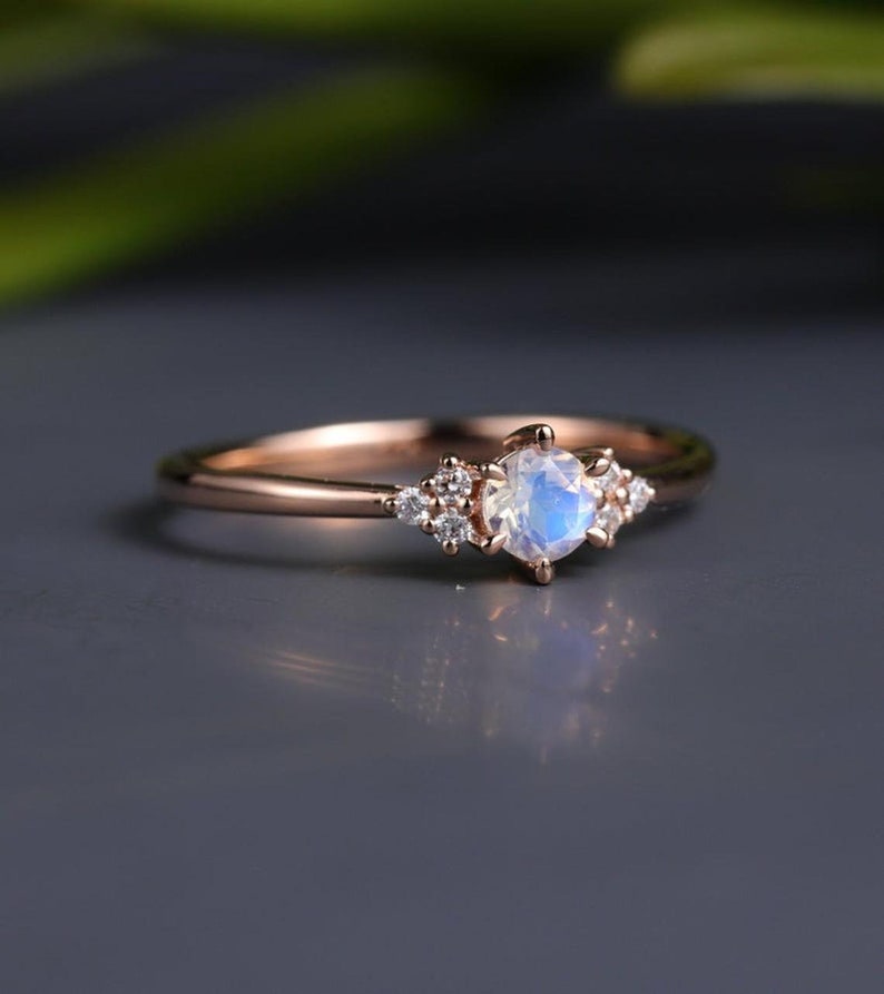 Unique Moonstone Engagement Ring For Women Natural Rainbow | Etsy