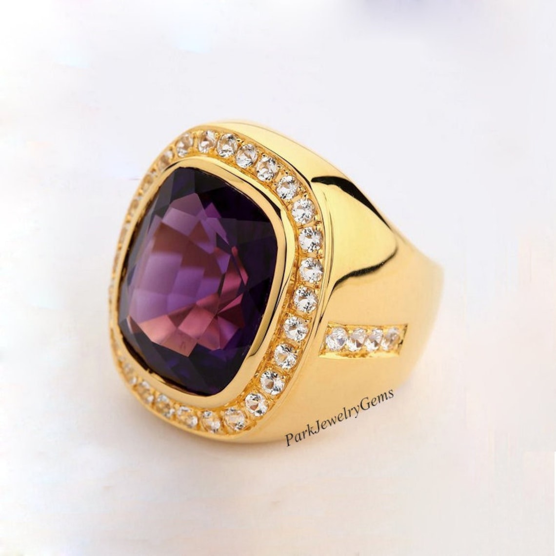 925 Sterling Silver Amethyst Mens Gemstone Ring Bishop Ring - Etsy