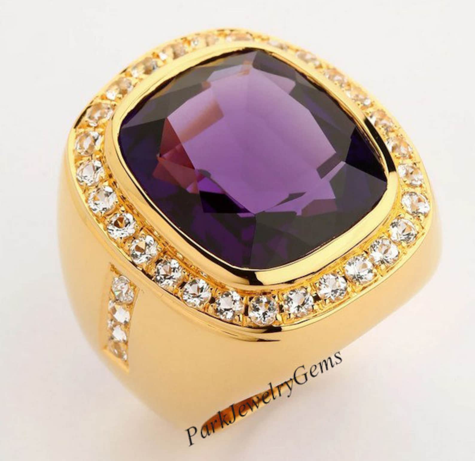 925 Sterling Silver Amethyst Mens Gemstone Ring Bishop Ring - Etsy