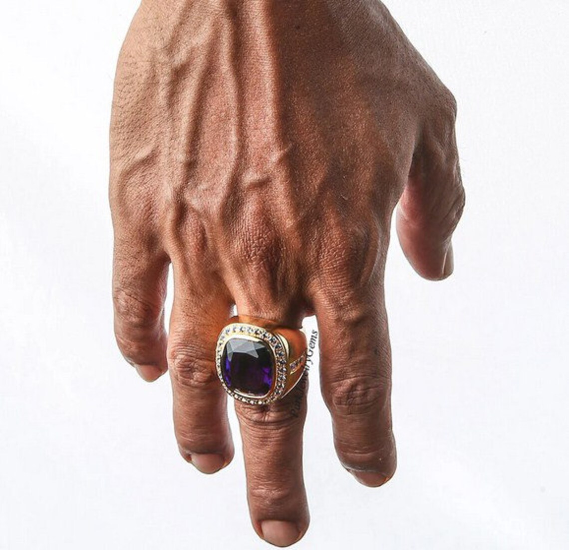 925 Sterling Silver Amethyst Mens Gemstone Ring Bishop Ring - Etsy