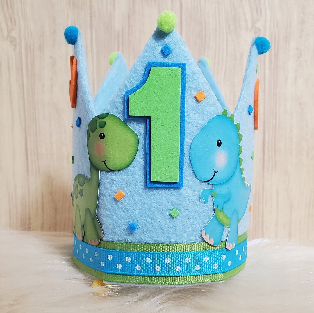 Dinosaur First Birthday -dinosaur Party Hat-first Birthday Crown-first ...