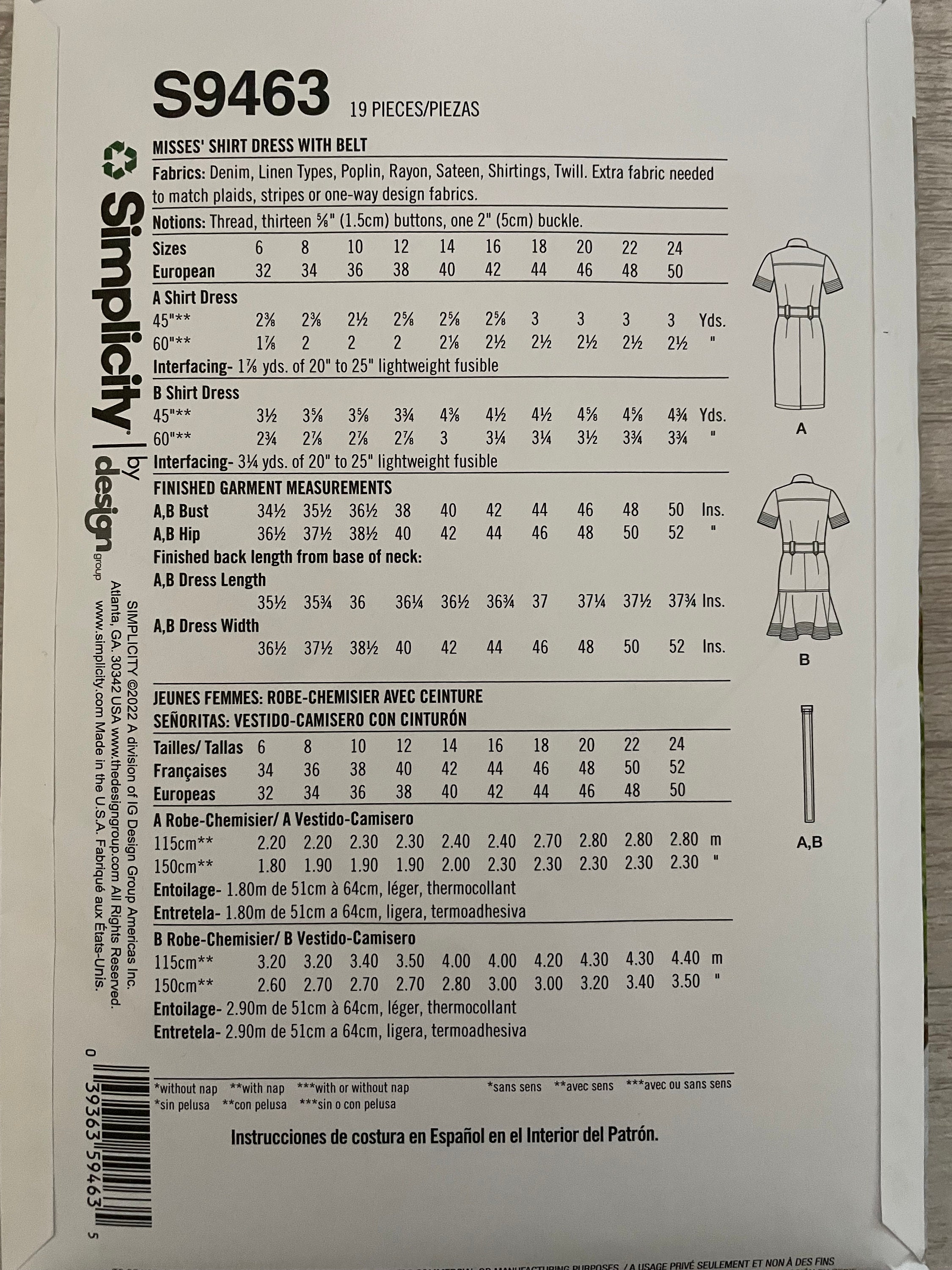 Simplicity Sewing Pattern 9463 Mimi G Style Misses' - Etsy