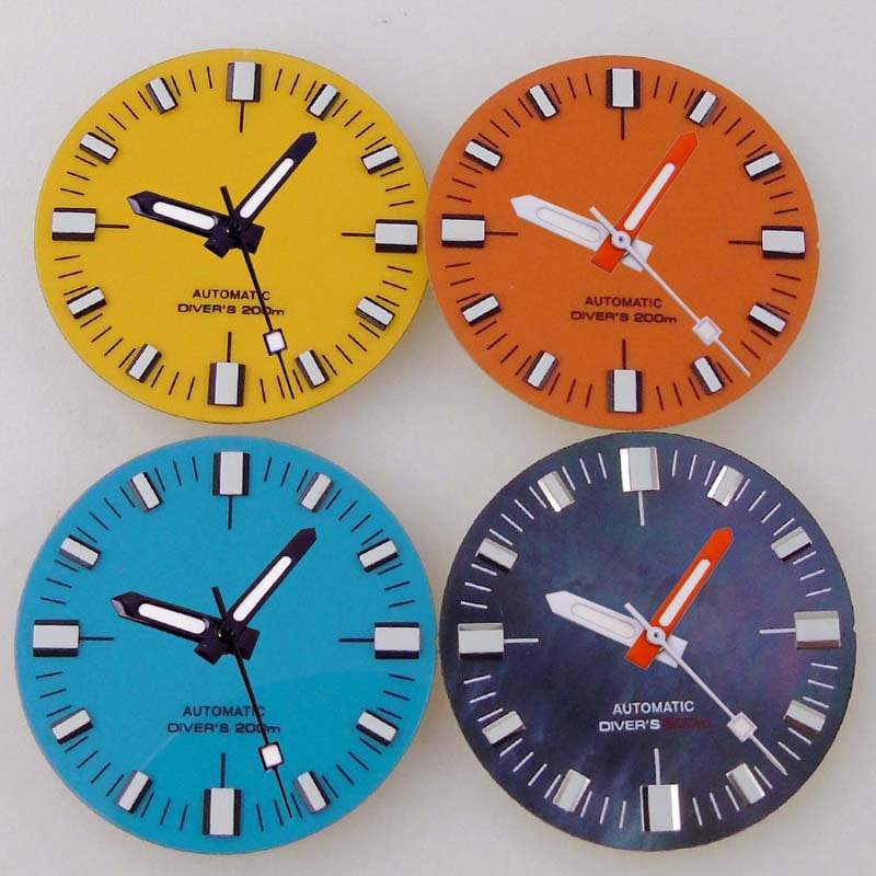Modified Watch Parts 28.6mm Blue Orange Yellow Dial Shell Dial Hands ...