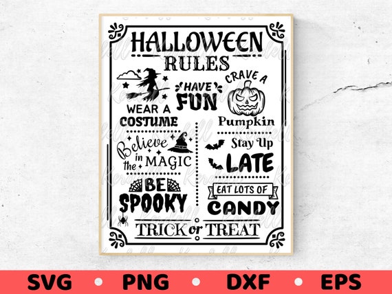 Halloween Rules SVG Halloween Sign Svg Ghost Svg Trick or - Etsy