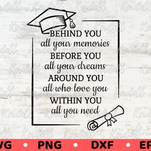 Behind You All Your Memories SVG, Graduation Quote, Class of 2025 Svg, Graduation SVG, Seniors ...