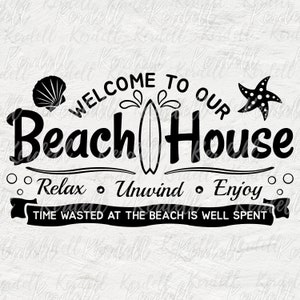 Welcome to Our Beach House Svg, Time Wasted at the Beach is Well Spent ...