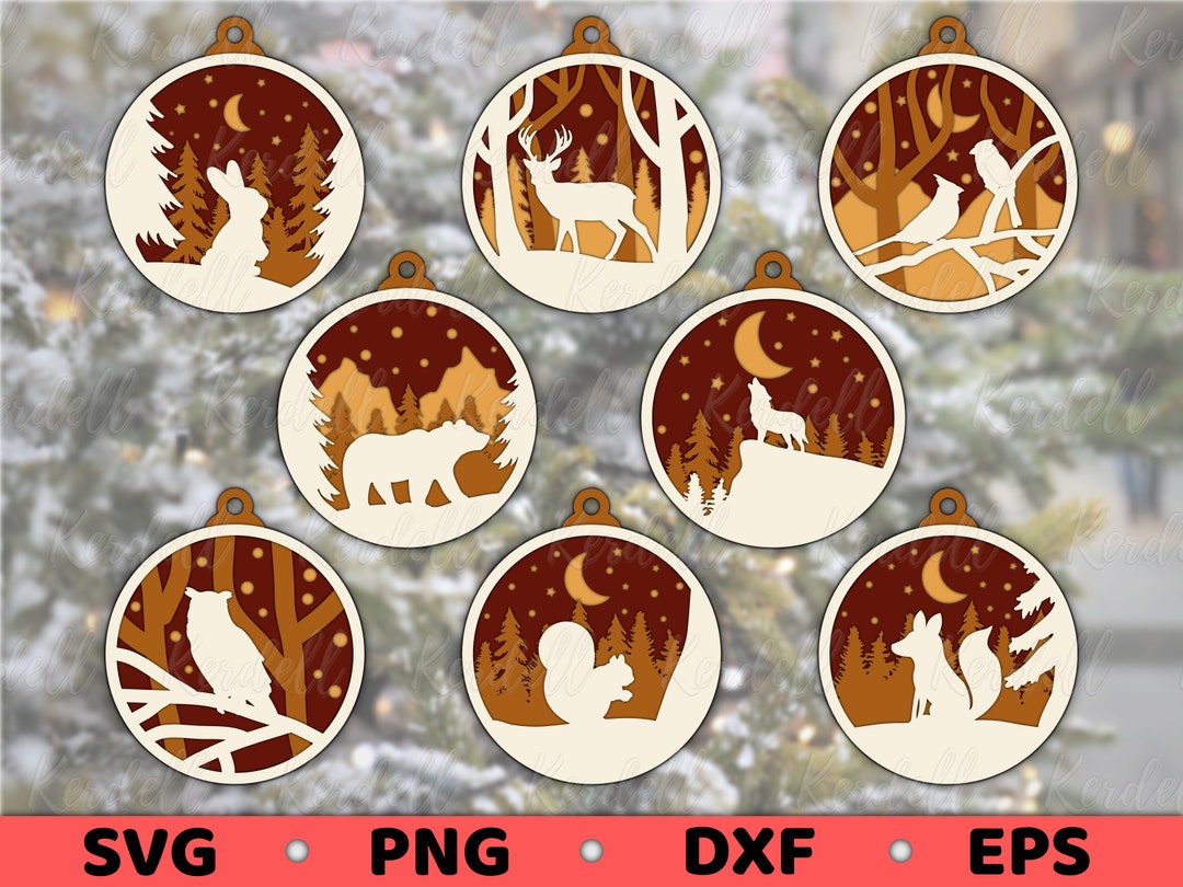 Christmas Tree Toys SVG Bundle, Ball With Animal Christmas Scenes Laser ...