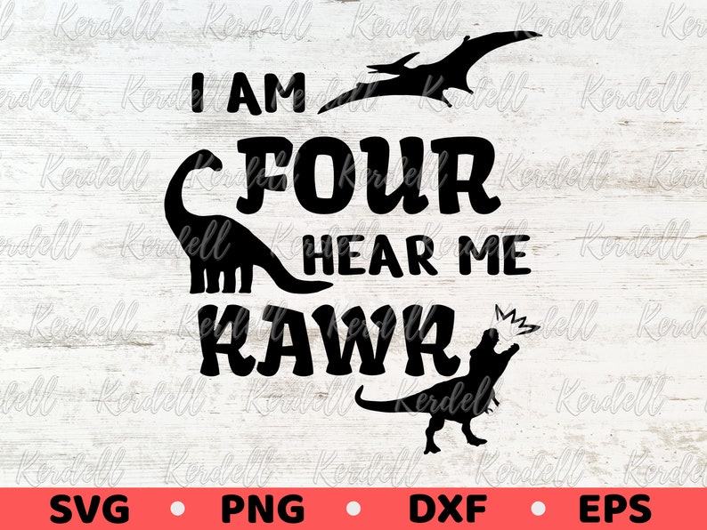 I Am Four Hear Me Roar SVG, 4th Birthday Kids Svg, Fourth Rawr Birthday ...