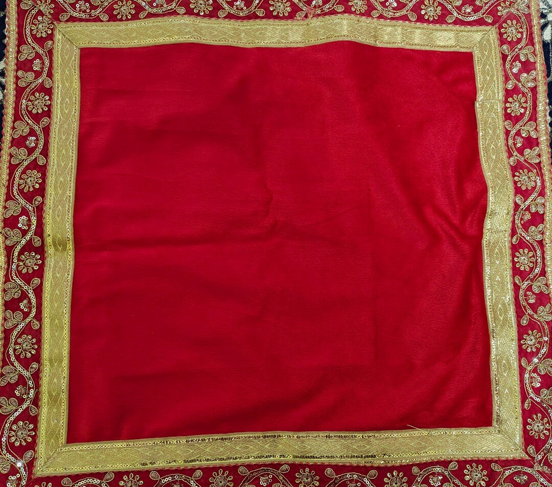 This is Indian Red and Multi Color Table Cover, Wedding Shagun Plate ...