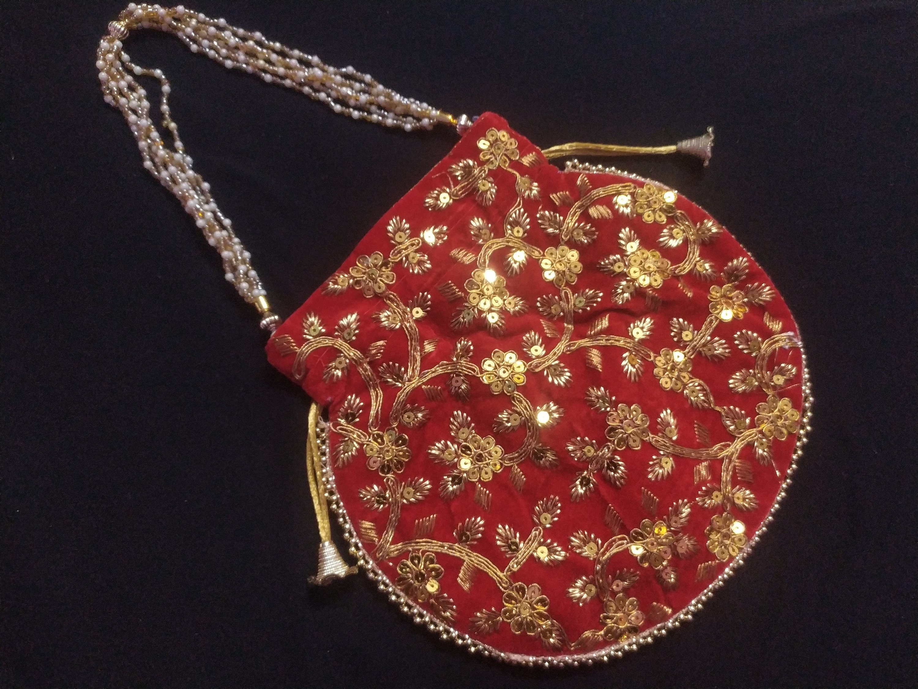 This is Indian Red and Gold Colour Decorative Handmade Sequin Design ...