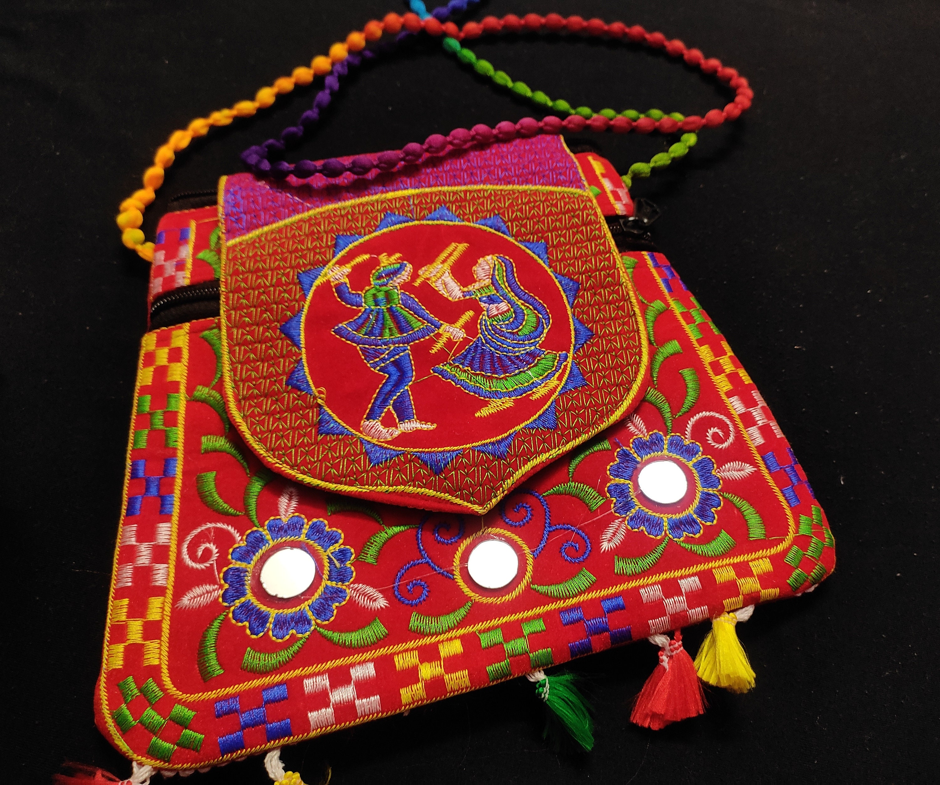 This is Indian Red and Multi Colour Handmade Embroidered Ethnic ...