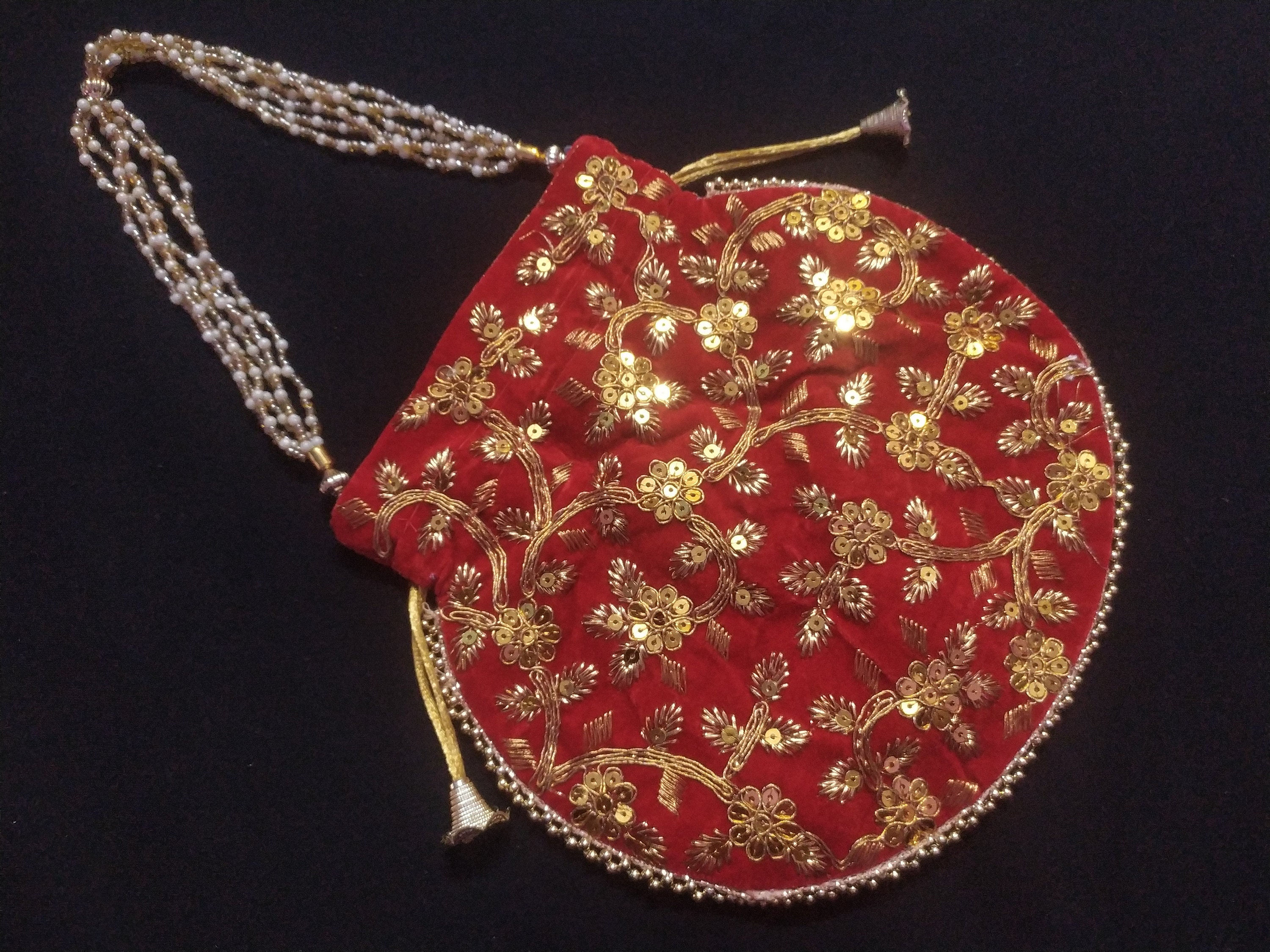 This is Indian Red and Gold Colour Decorative Handmade Sequin Design ...