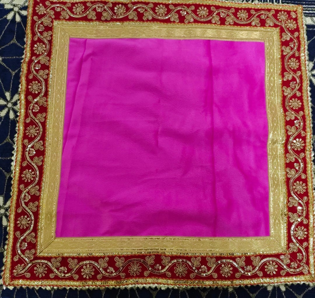 Embroidered Velvet Shagun Plate Cover: Indian Pink, Red & Gold - Etsy