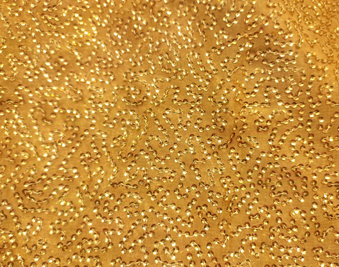 BY Yard Indian Gold Color Net Fabric Sequin Embroidered Fabric, Wedding ...