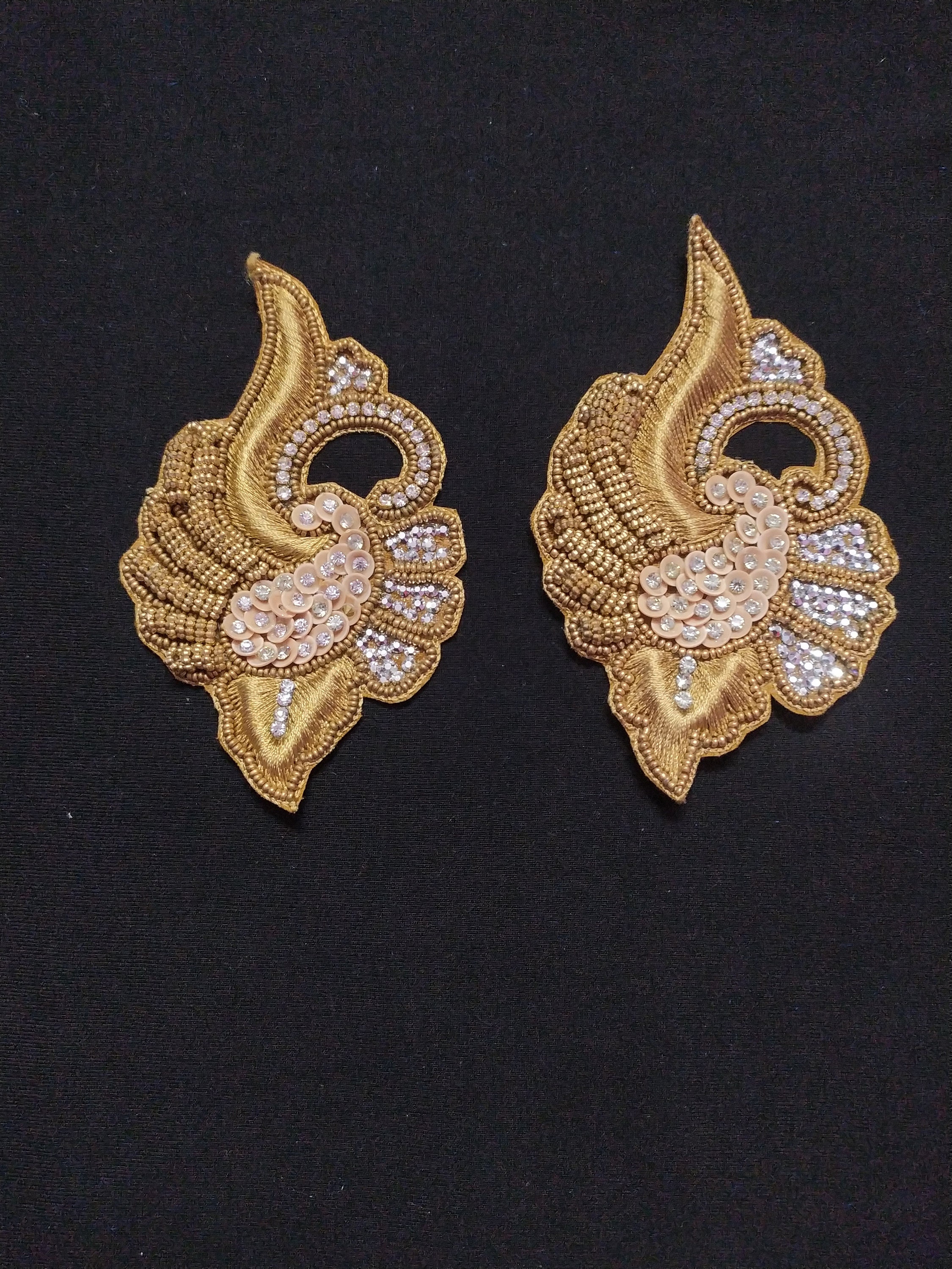 This is Indian Metallic Gold Color Floral Beaded Sequin Embroidered ...