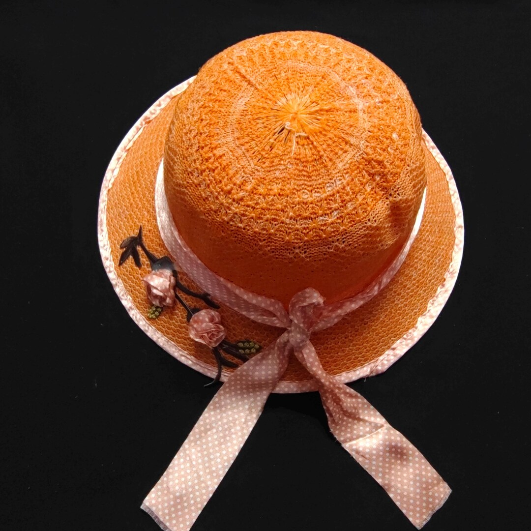 Handmade Embroidered Straw Beach Hat: Orange Summer Hat With Bow - Etsy