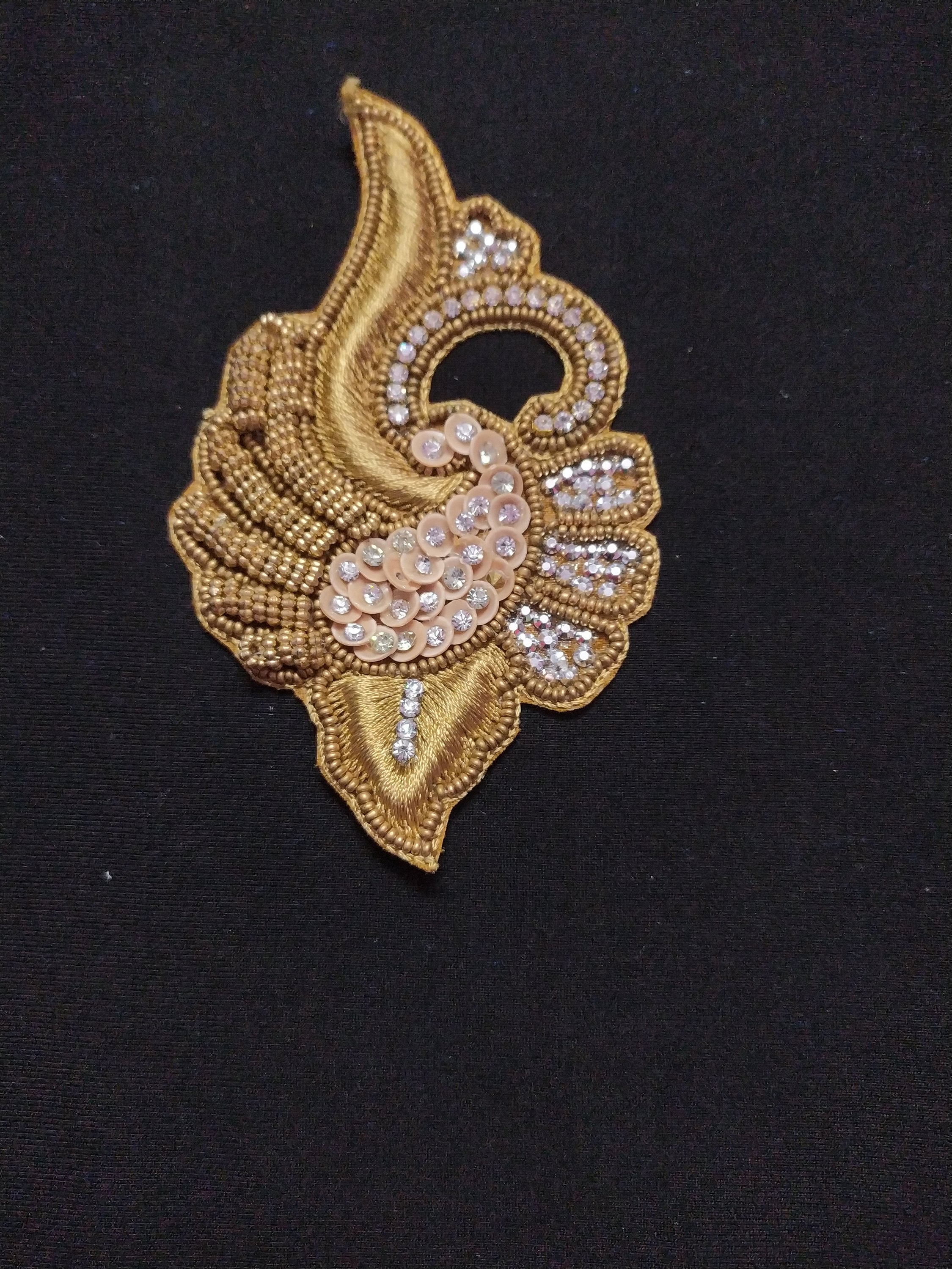 This is Indian Metallic Gold Color Floral Beaded Sequin Embroidered ...