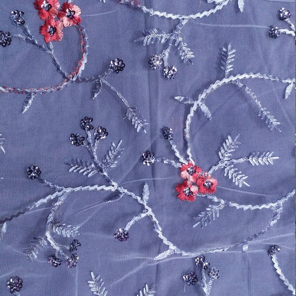 Embroidered Netting Fabric - Etsy