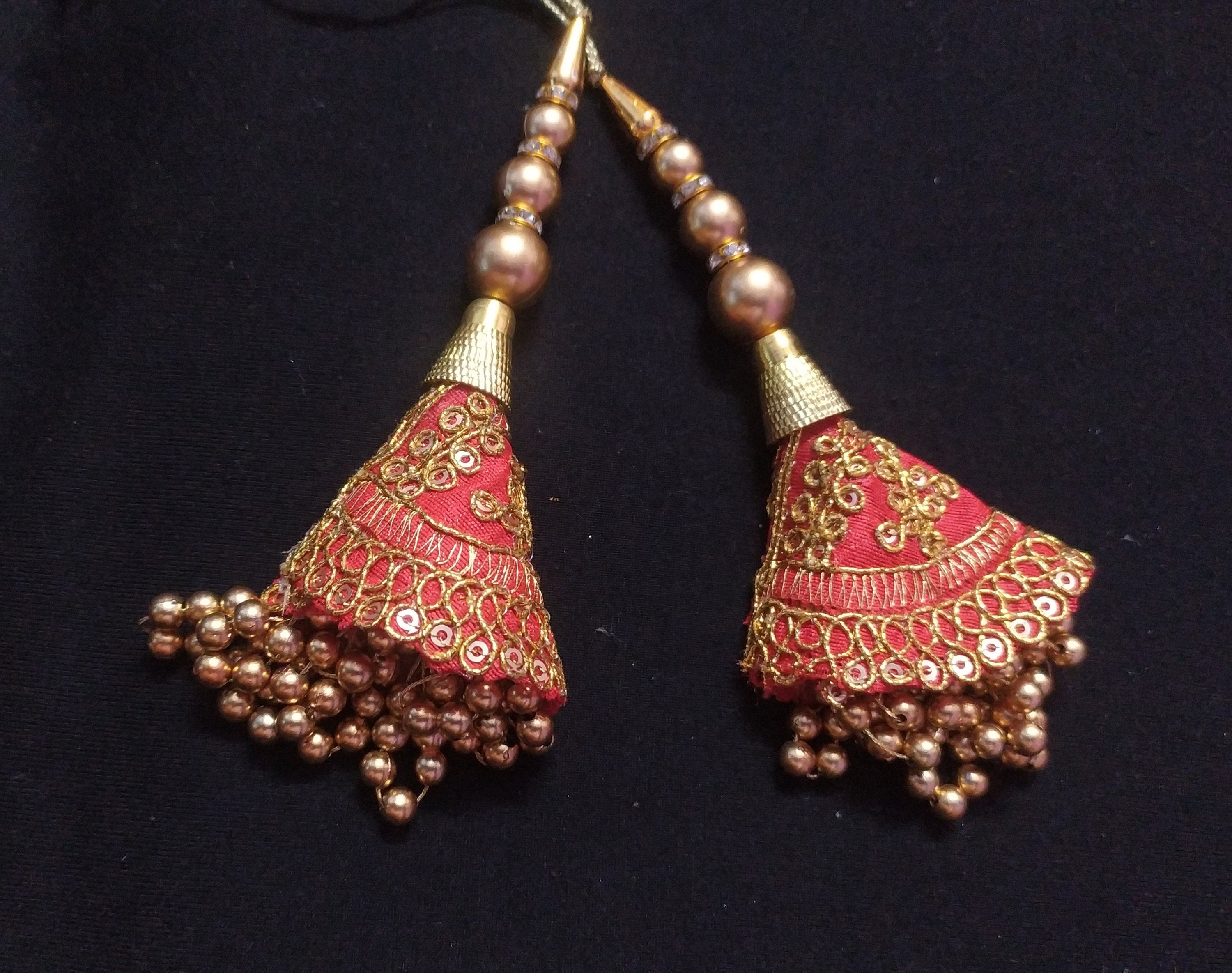 This is Indian Gold and Red Colour Decorative Handmade Beaded - Etsy