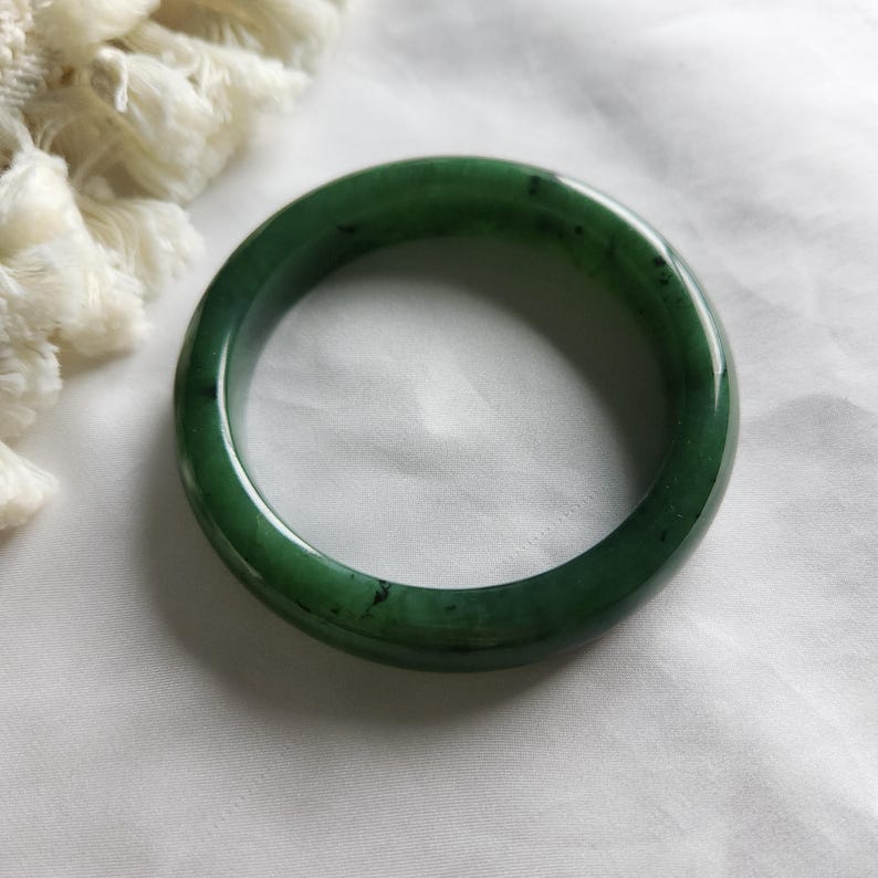 58.5mm Deep Emerald Green Jade Bangle Natural Nephrite - Etsy