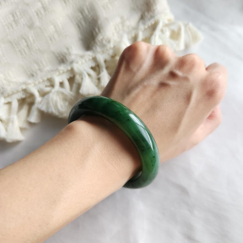 57mm Deep Emerald Green Jade Bangle Genuine Nephrite - Etsy