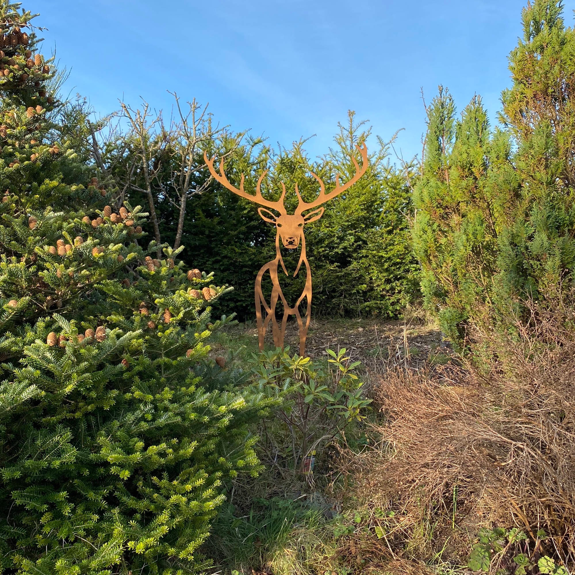 Stag Sculpture - Red Stag Sculpture Rust Patina - Animal Garden ...