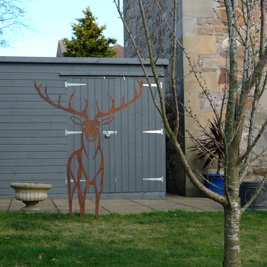 Stag Sculpture - Red Stag Sculpture Rust Patina - Animal Garden ...