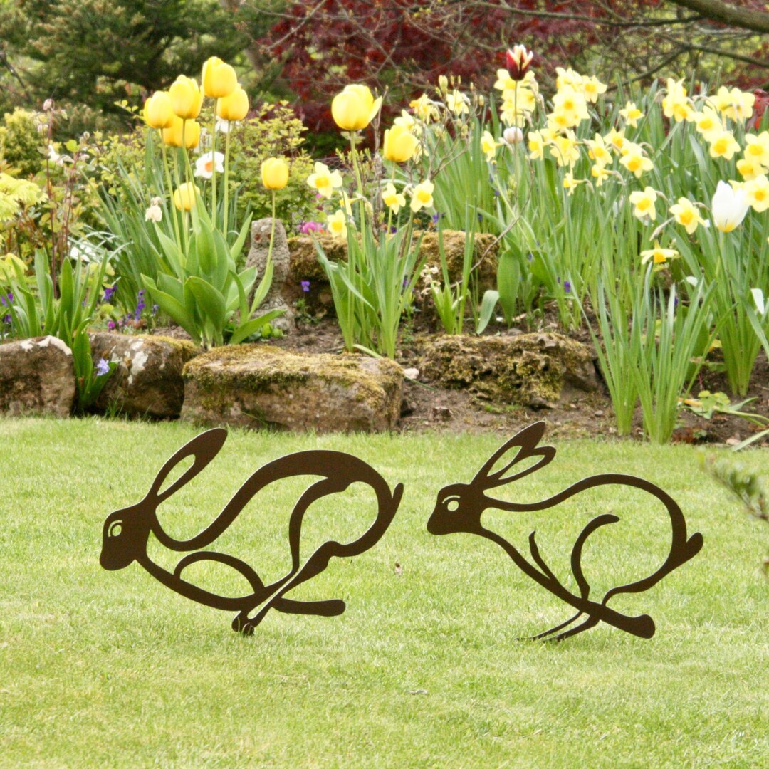 Running Hares Sculpture in Steel (pair) - Hares Garden Sculpture ...