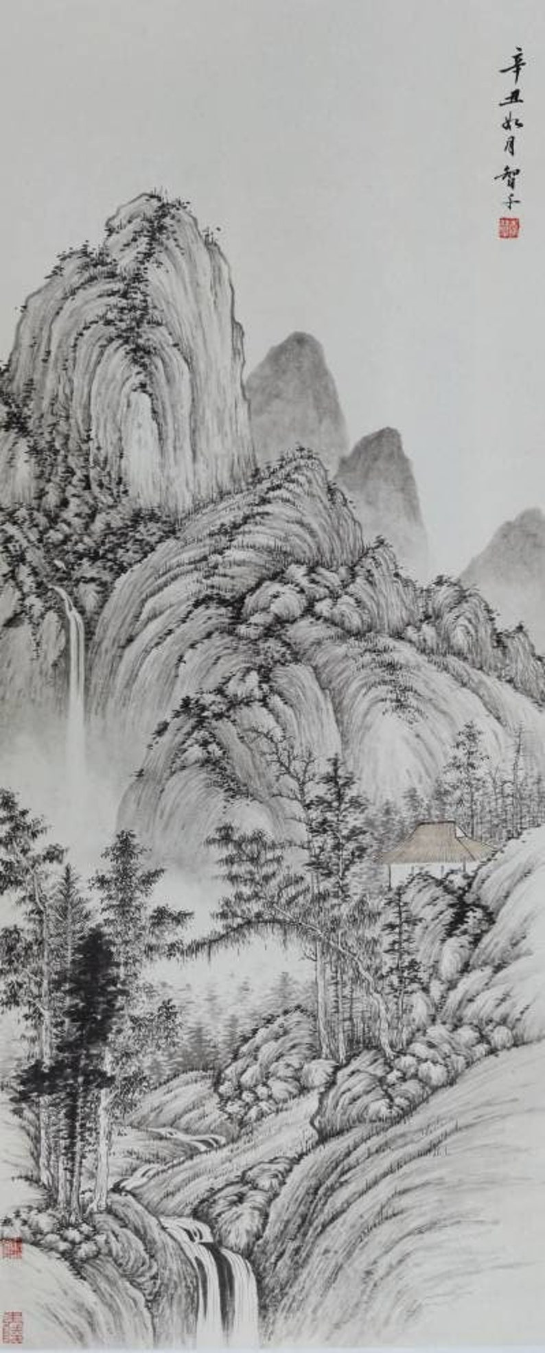 Shan Ju Tu dwelling in the Mountains Li Zhiqian - Etsy