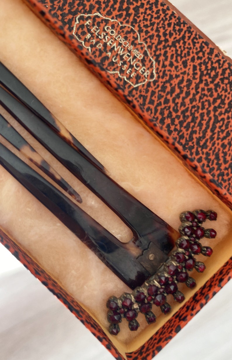 Victorian Antique Bohemian Garnet Hair Pins Double Pins in Box - Etsy