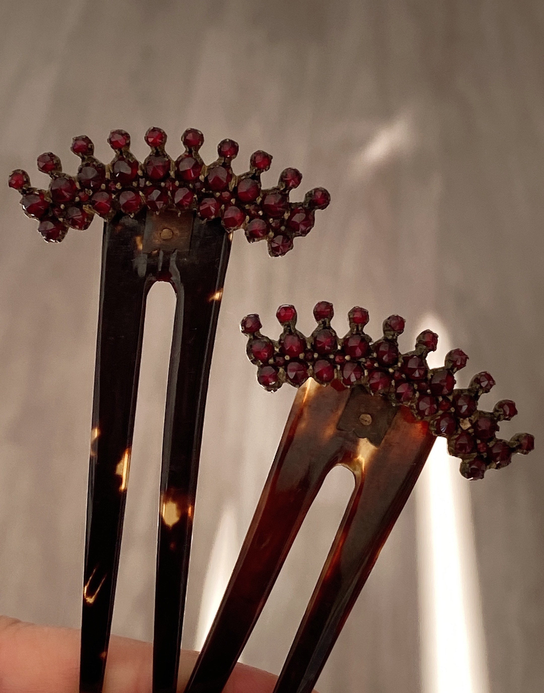 Victorian Antique Bohemian Garnet Hair Pins Double Pins in Box - Etsy