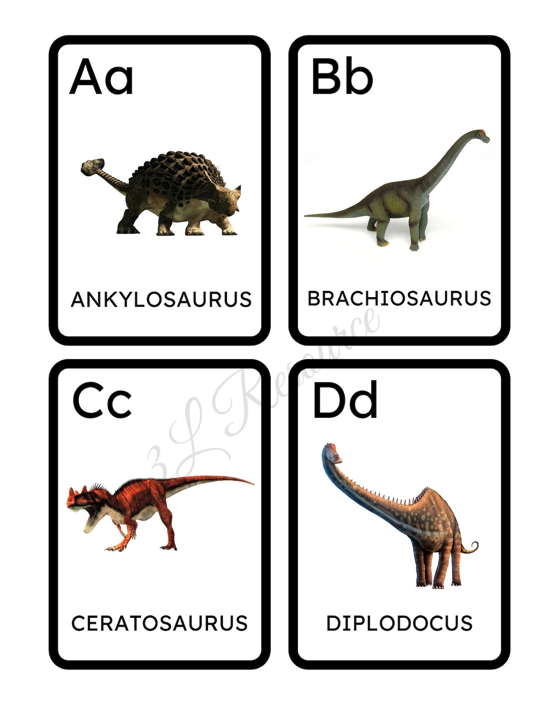 Dinosaur Alphabet Flash Cards Homeschool Printables Preschool ...