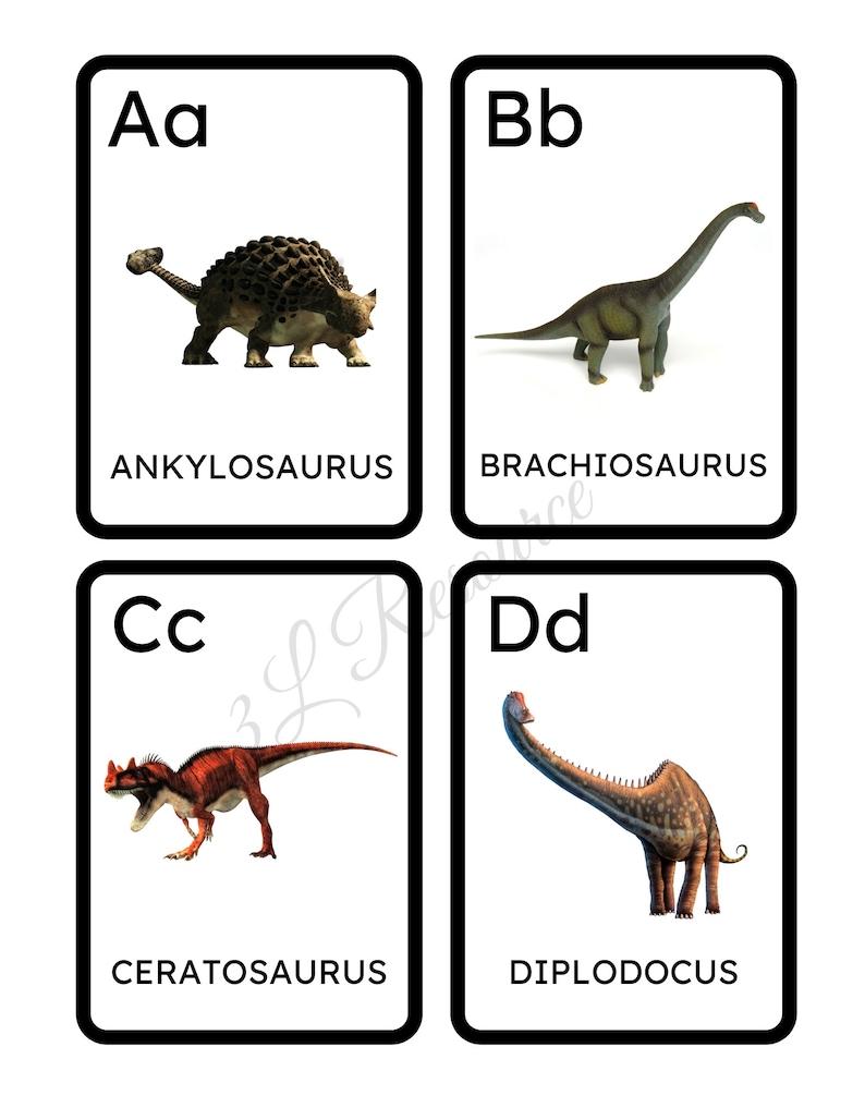Dinosaur Alphabet Flash Cards Homeschool Printables Preschool ...