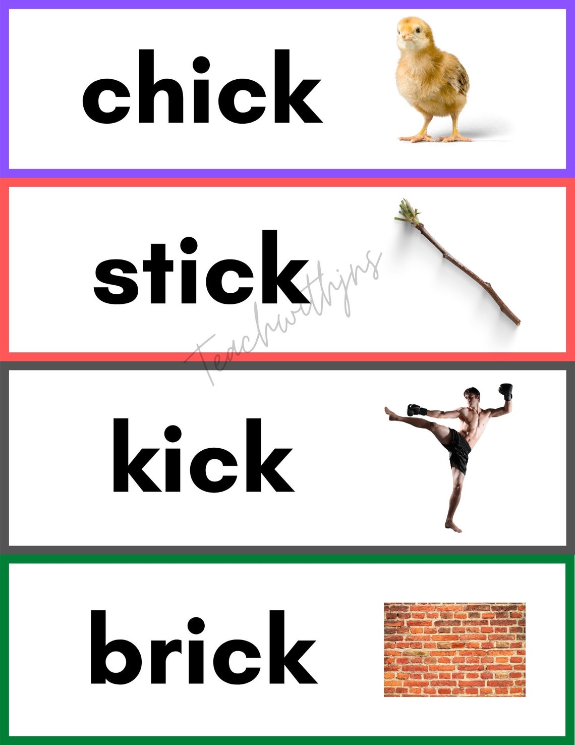 28 Rhyming Word Flash Cards for Toddler, Preschool, Kindergarten Kids ...