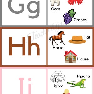 26 Alphabet Picture Flash Cards, Instant Download, Learning ...