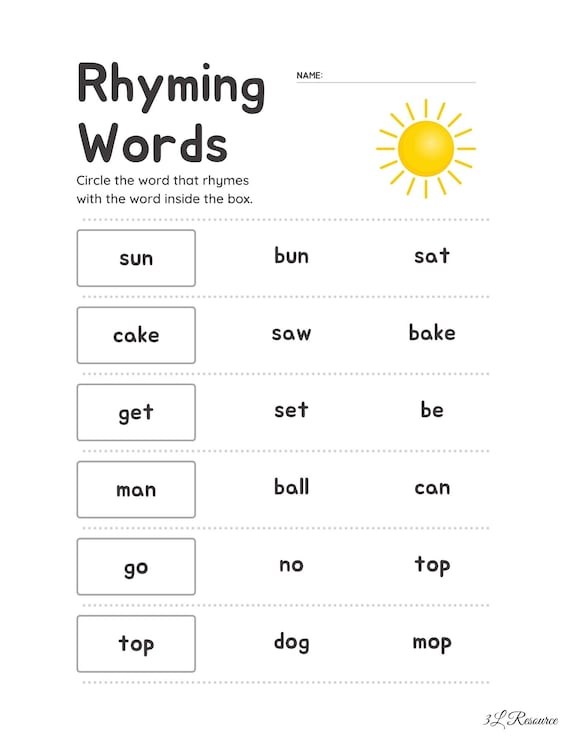 First Grade Rhyming Worksheets Rhyming Word Worksheets