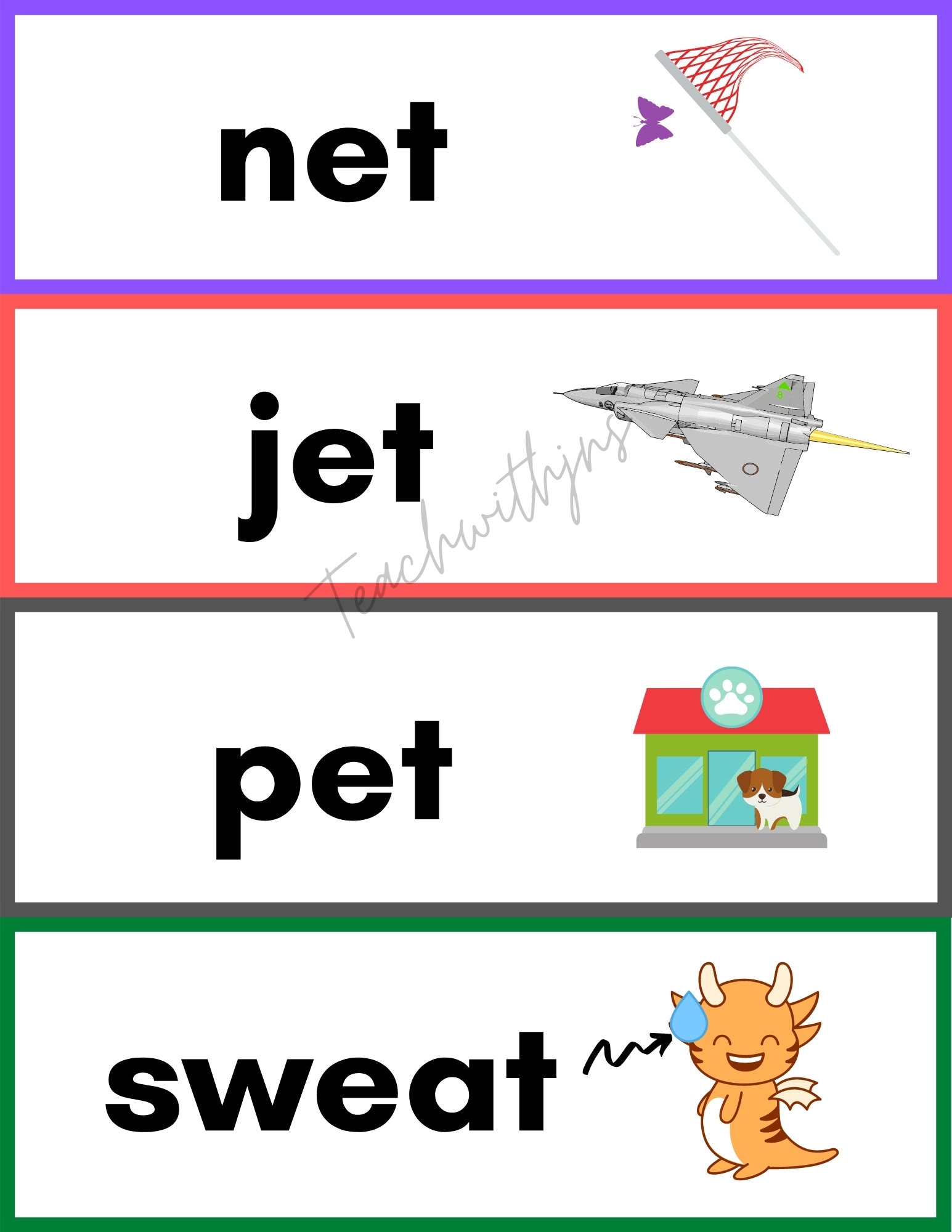 28 Rhyming Word Flash Cards for Toddler, Preschool, Kindergarten Kids ...