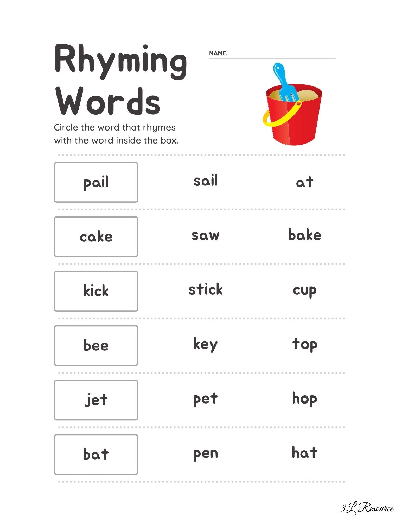 Rhyming Words Worksheets Kindergarten First Grade - Etsy