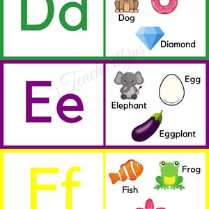 26 Alphabet Picture Flash Cards, Instant Download, Learning ...